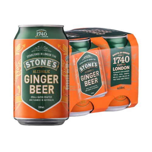 Stones Alcoholic Ginger Beer 4 Pack Cans 330ml