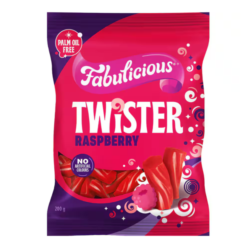 RJ's Fabulicious Raspberry Twister 200g ︳Confectionary NZ